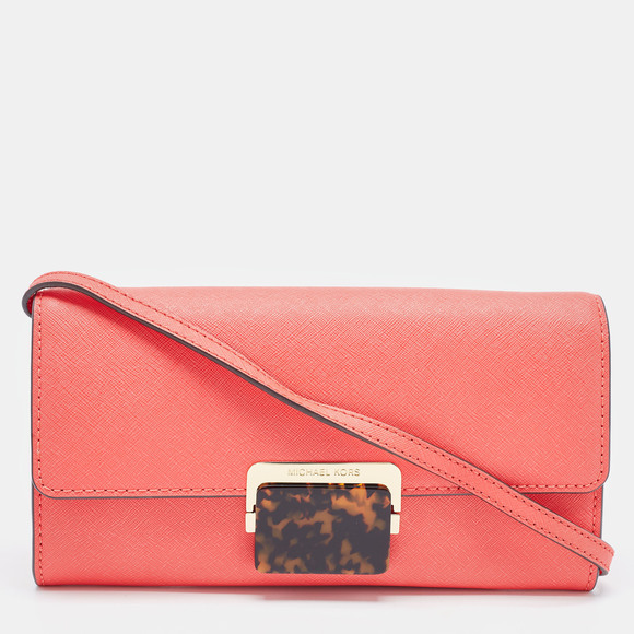 Michael Kors | Bags | Michael Kors Coral Saffiano Leather Cynthia Clutch | Poshmark